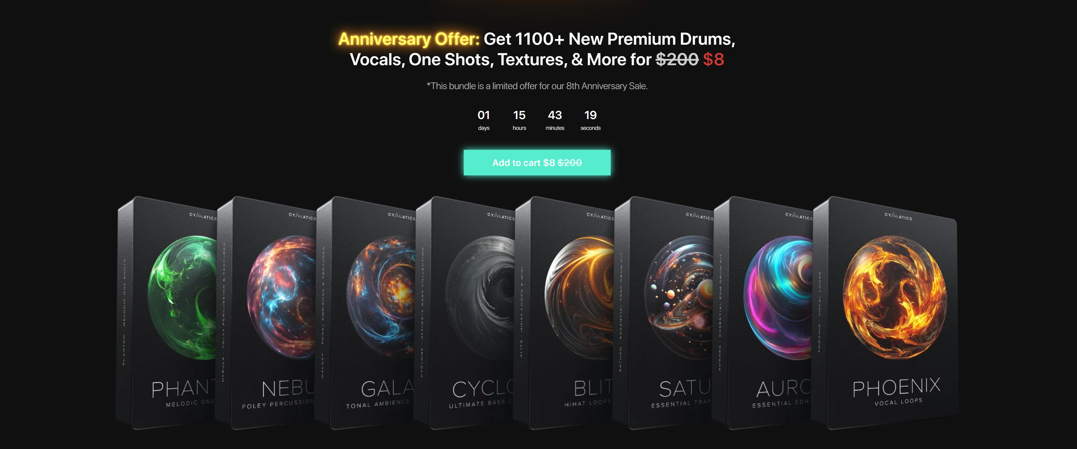 【cymatics厂牌8周年edm多风格采样捆绑包】cymatics 8 For 8 Anniversary Bundle